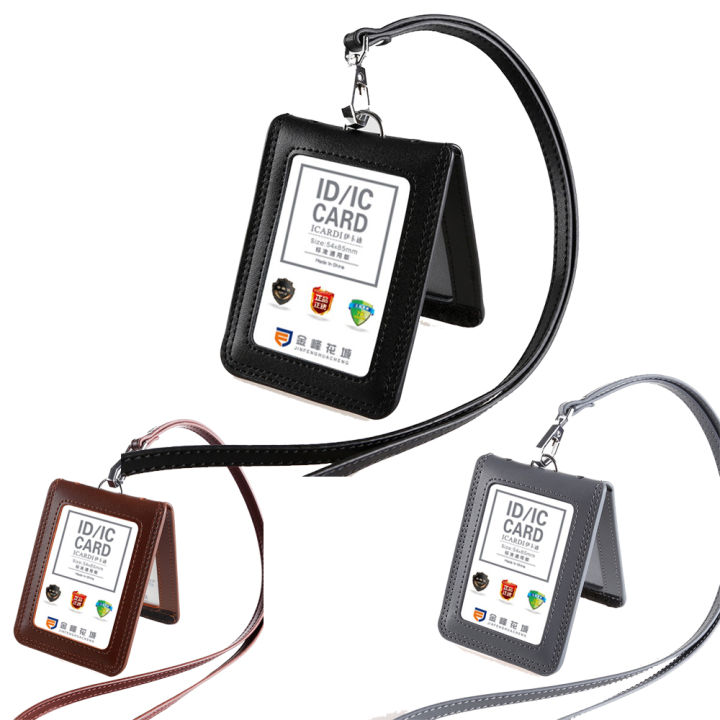 Genuine Leather Business ID Card Holder Badge Badge Holder PU Leather ...