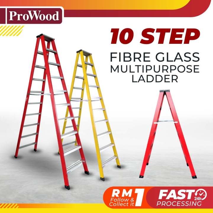 10 Step Fiberglass Double Sided Ladder 3M Tangga Lipat 10 Tingkat 2 ...