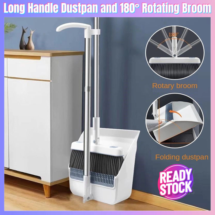 Broom and Dustpan Set Sweep Set Long Handle Stand Up Store with Broom ...