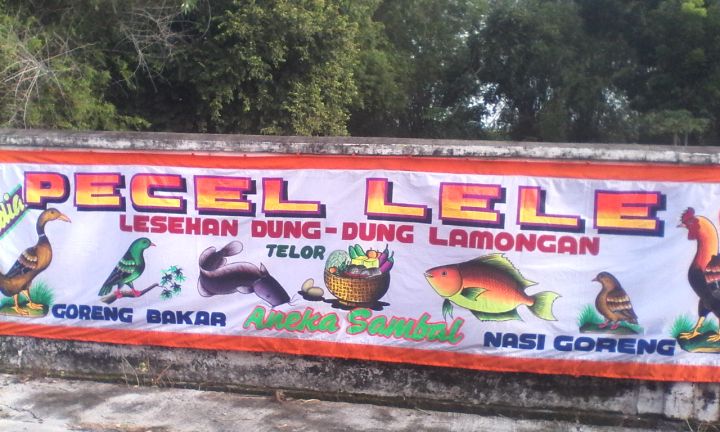 SPANDUK PECEL LELE 3 X 1 METER (FREE DESIGN) / sepanduk pecel lele ...