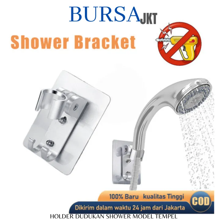 HOLDER BREAKET SHOWER KRAN + GANTUNGAN TEMPEL 3M STAINLESS ANTI KARAT ...