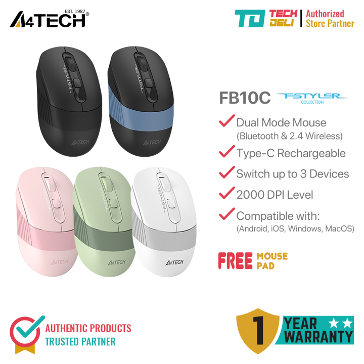 A4Tech FStyler FB10C Dual Mode Wireless Mouse | Bluetooth Mode | 2.4GHz ...
