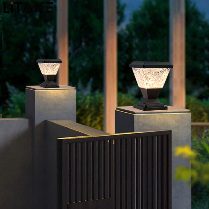 Outdoor Solar Post Light, Solar Powered IP65 Waterproof LED Pillar ...