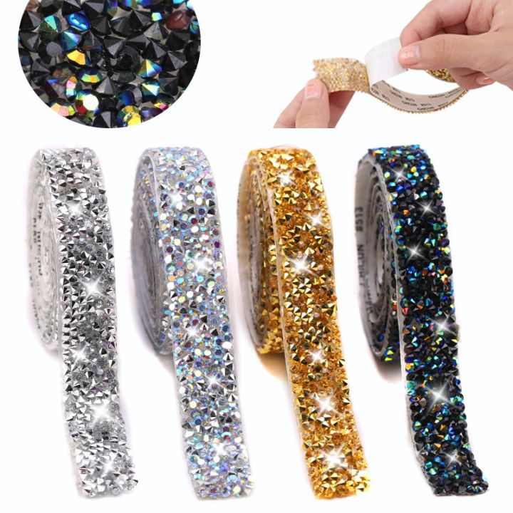 1 yard Self-adhesive Rhinestones Trim Glitter Crystal Type Strass ...