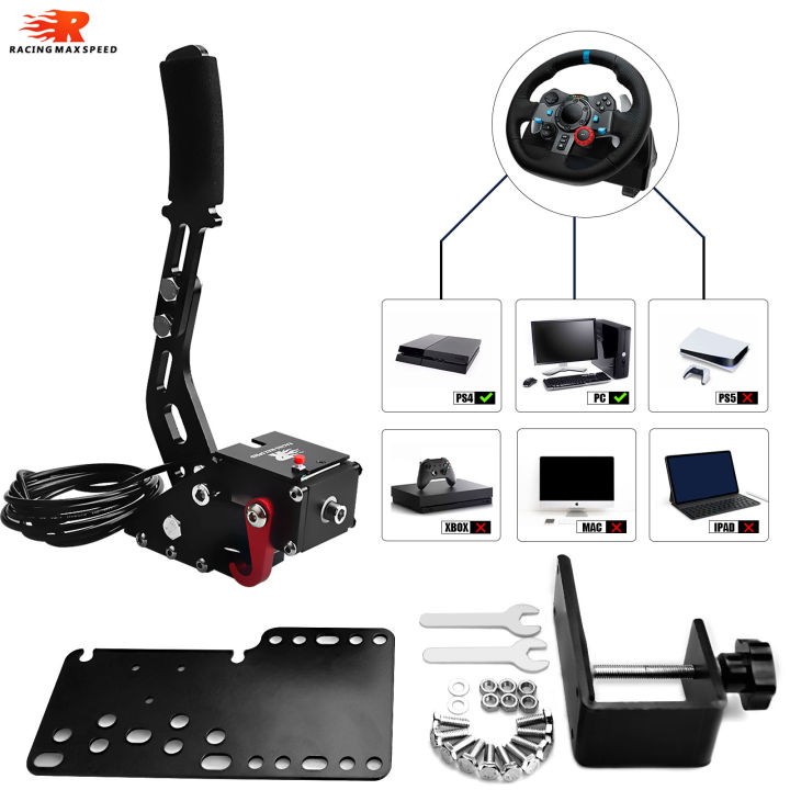 PS4/PS5/PC 16Bit Black Aluminum USB Handbrake with Optional Bracket or ...