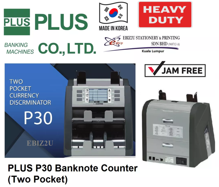 PLUS P-30 Banknote Counter (Two Pocket-Jam Free)_IMPORTED FROM KOREA ...