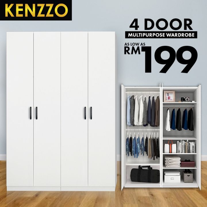 KENZZO 4 door multifunctional wooden wardrobe multifunctional wardrobe ...