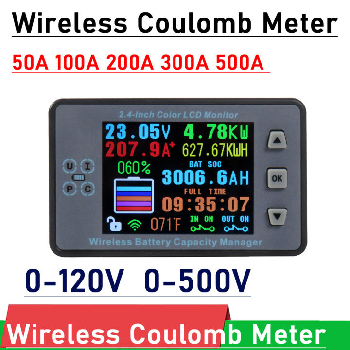 DC 500V 500A Wireless Coulomb Meter Battery Monitor Lifepo4 lead-acid ...