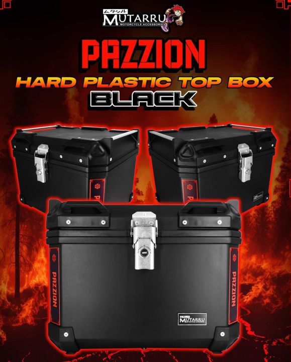 MUTARRU Motorcycle HARD PLASTIC Box 45 Liters (with back rest) Heavy ...