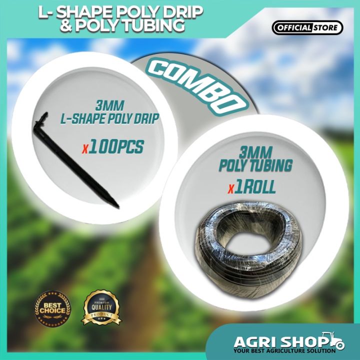 Agrishop [COMBO] 3mm L-Shape Poly Drip & 3mm x 80m Drip Irrigation Poly ...