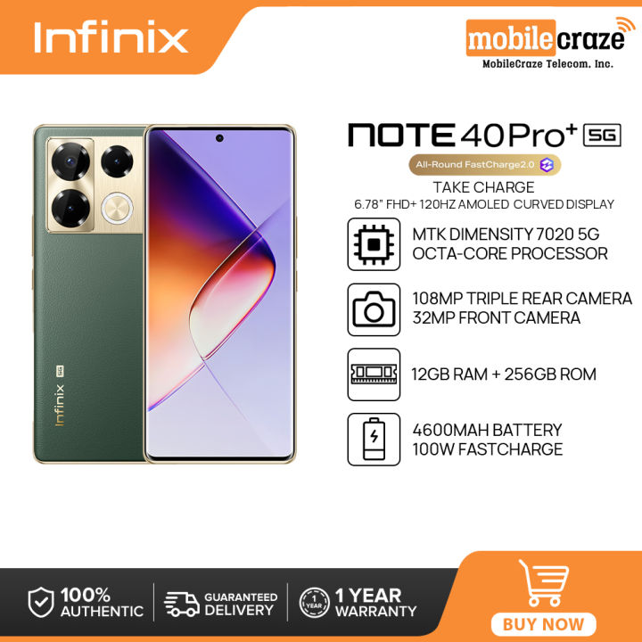 Infinix Note 40 Pro+ 5G Smartphone | 12GB RAM + 256GB ROM | MediaTek ...