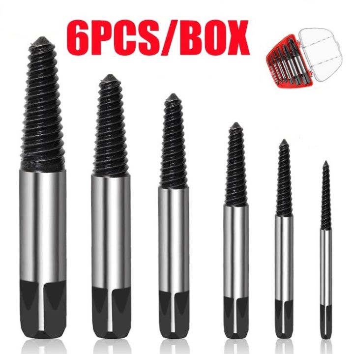 6PCS Broken Bolt Screw Driver Extractor Remover Set Easy Out Drill Bits ...