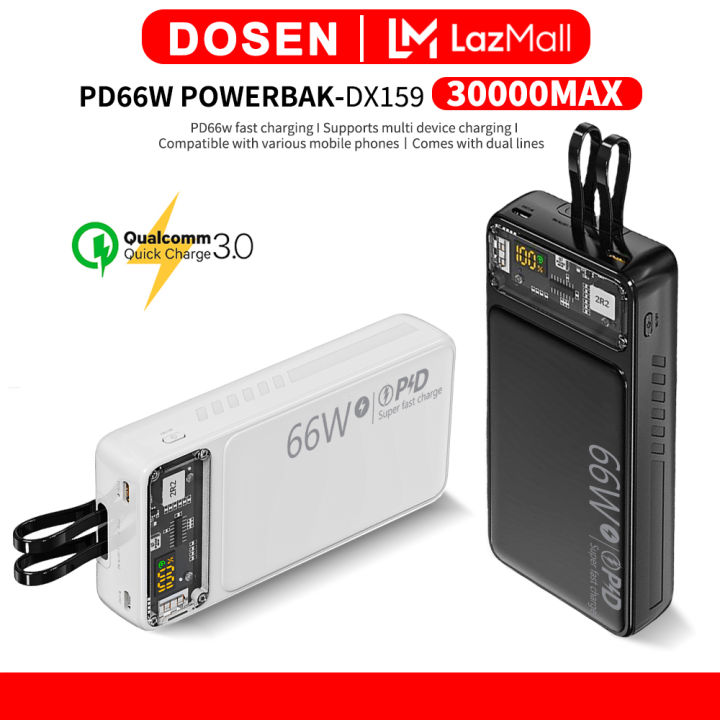 DOSEN Original High Quality 66W Fast Charger Powerbank DX160 12000mAh ...