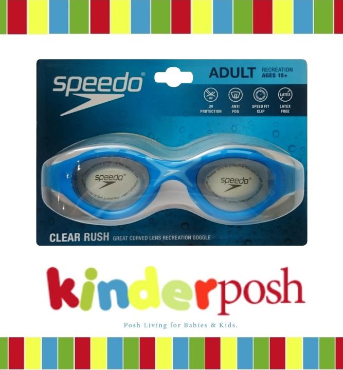 Speedo Adult Swimming Goggles - Clear Rush (Light Blue) | Lazada PH