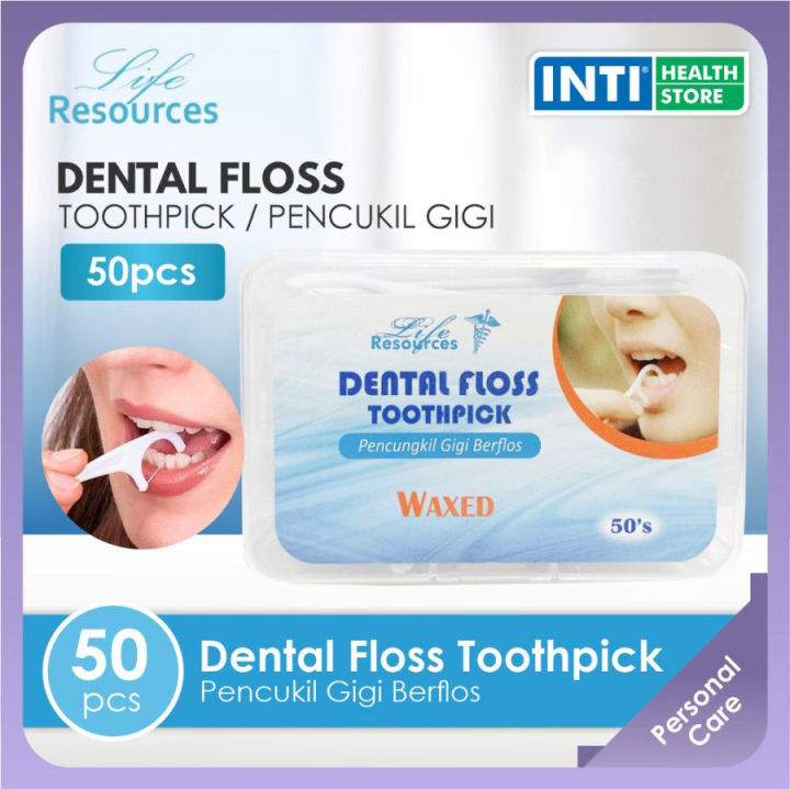 Life Resources | Dental Floss Toothpick 50's | Pencukil Gigi Berflos ...