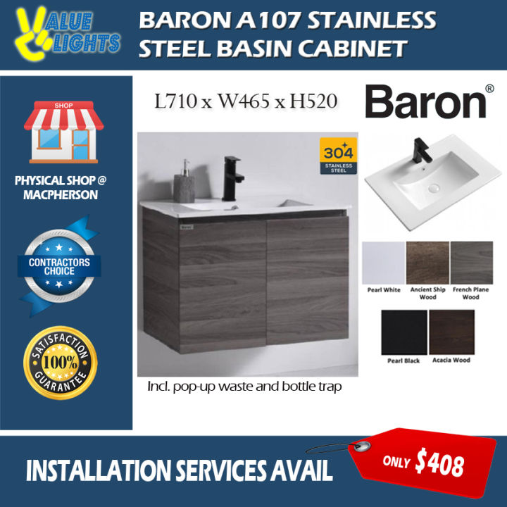 Baron A107 Stainless Steel Basin Cabinet 70CM Bathroom Vanity | Lazada ...