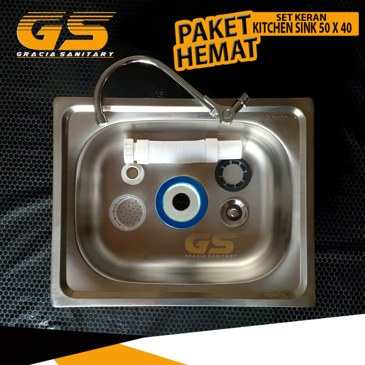 Wastafel Set Cuci Piring 50x40 Kitchen Sink Single Bowl Stainless Steel ...