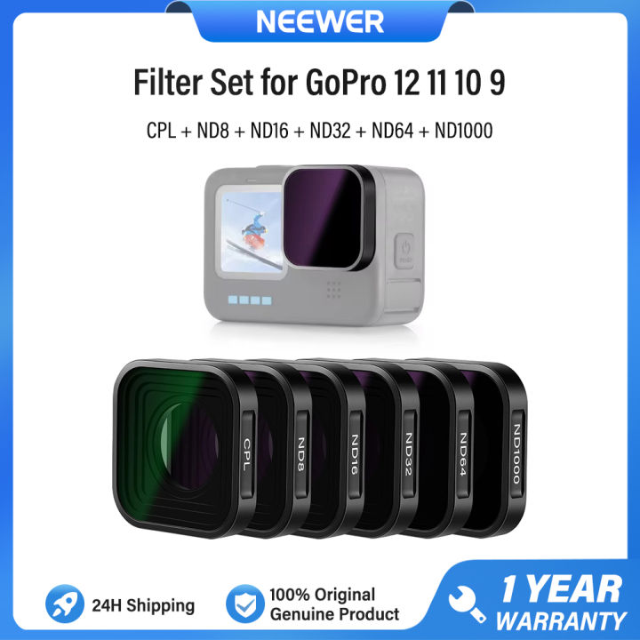 NEEWER Filter Set for GoPro Hero 12 11 10 9, CPL ND4 ND8 ND16 ND32 ND64 ...