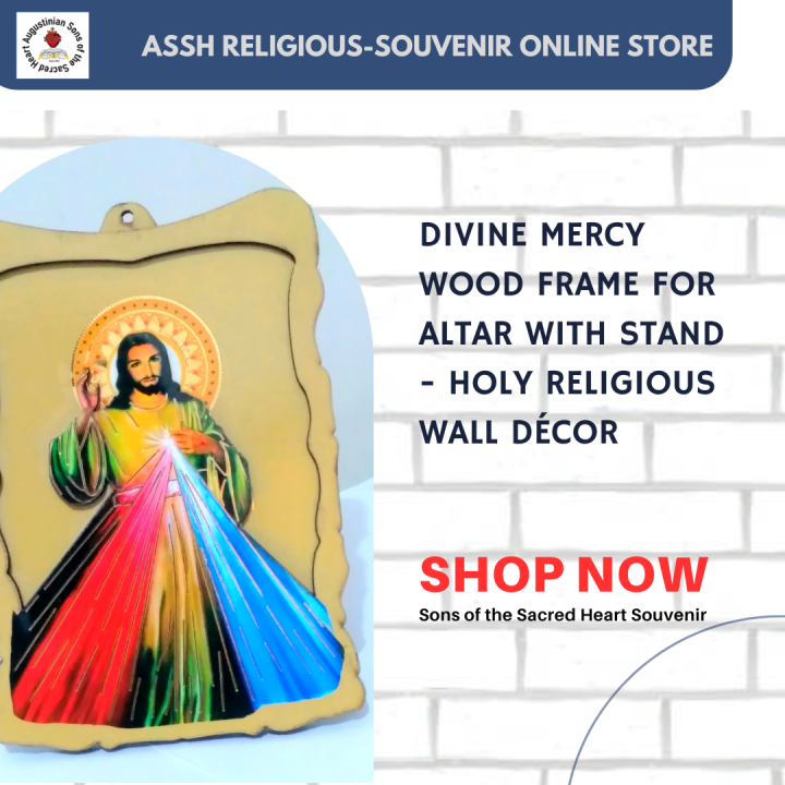 Divine Mercy Wood Frame for Altar with Stand - Holy Religious Wall ...