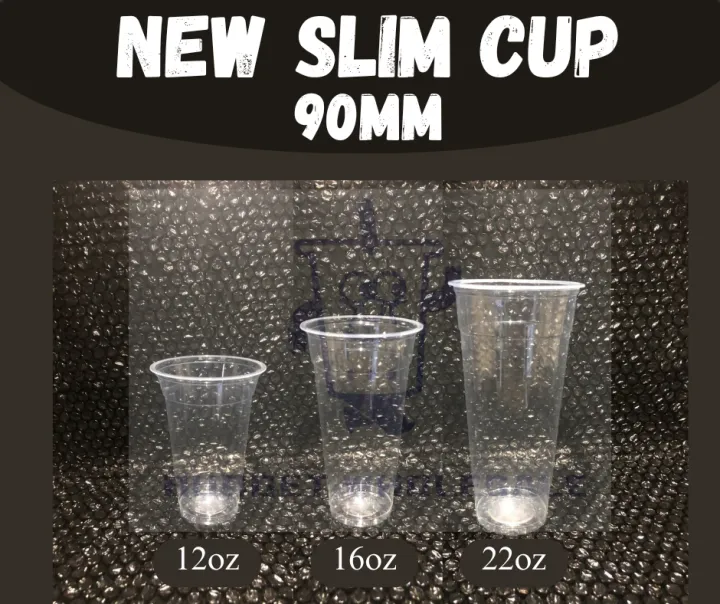 [100pcs] Plastic PP Slim Y Cup with Lids SET (12oz, 16oz, 22oz) 90mm for Milktea Plastic Cups ...