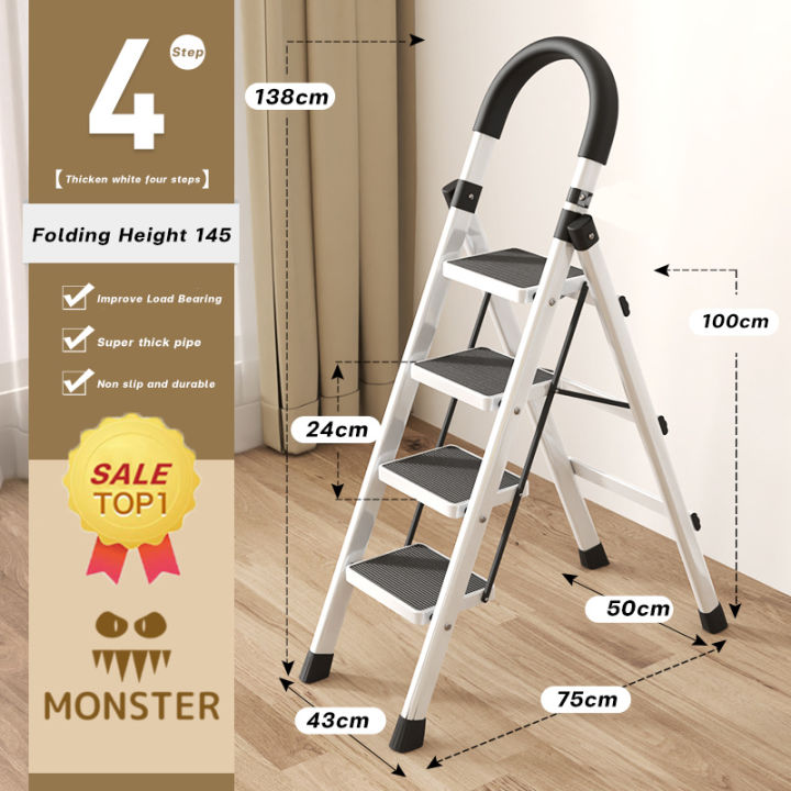 White Ladder | 4 Step Ladder Foldable High Grade Fritillary White ...