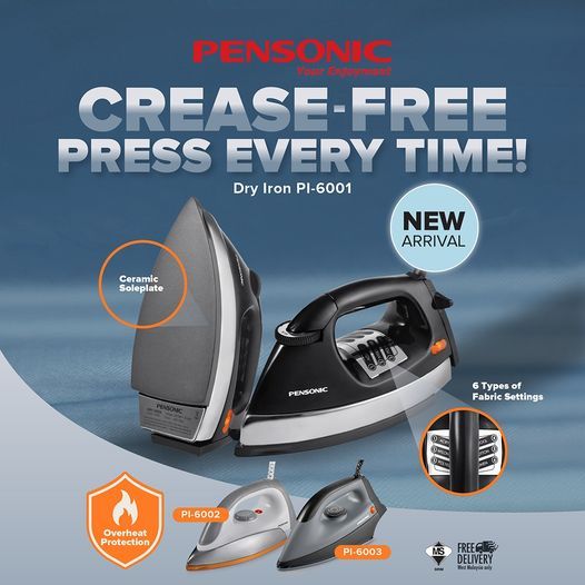 PENSONIC 2KG Antique 1200W Heavy DRY IRON PI-6001 Non Stick Teflon ...
