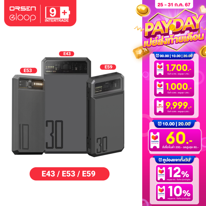 [พร้อมส่ง] Orsen E53 E59 E43 แบตสำรอง 10000 20000 25000 mAh Power Bank พาวเวอร์แบงค์ ชาร์จเร็ว ...
