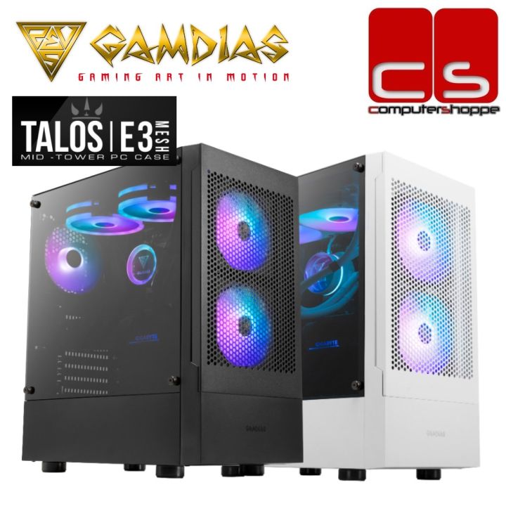 Gamdias Talos E3 Mesh Mid-Tower ATX Gaming Casing - Black/White | Lazada