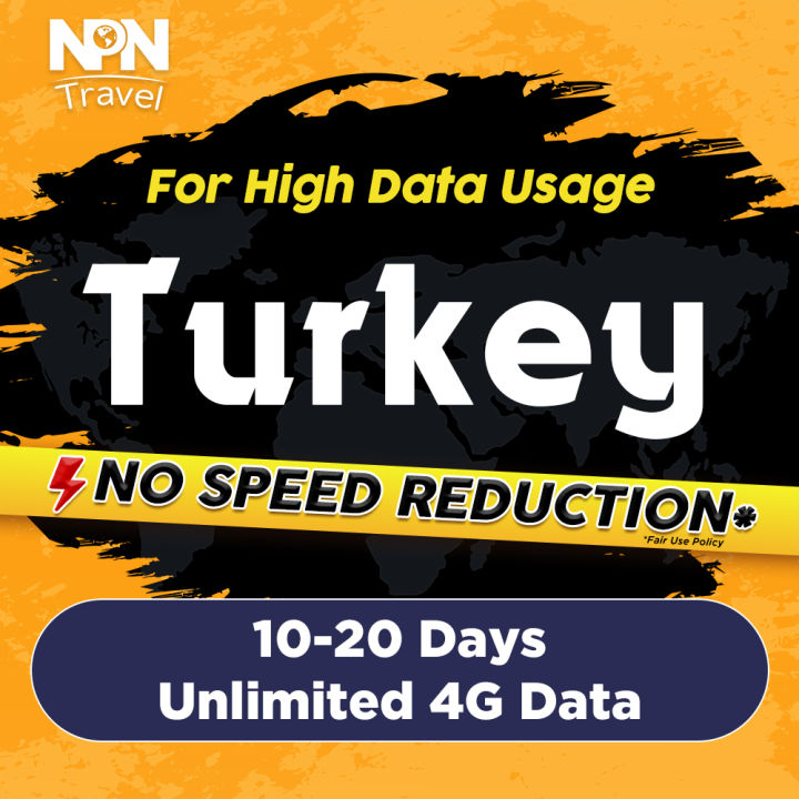 Turkey SIM Card 10-20 Days Unlimited 4G Data | Store Pickup | High ...
