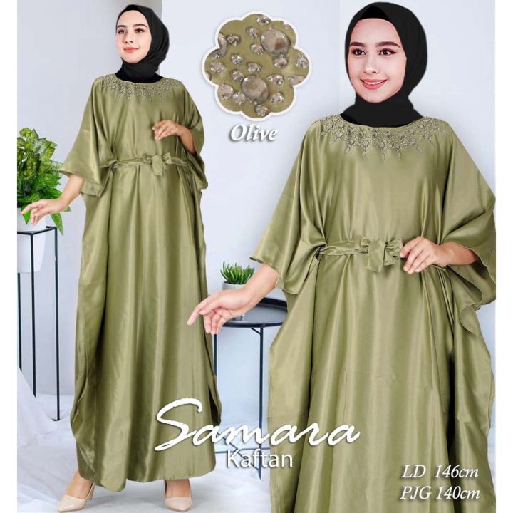 Samara Kaftan Bahan Satin Velvet Jumbo Payet Swarovski Fashion Muslim ...