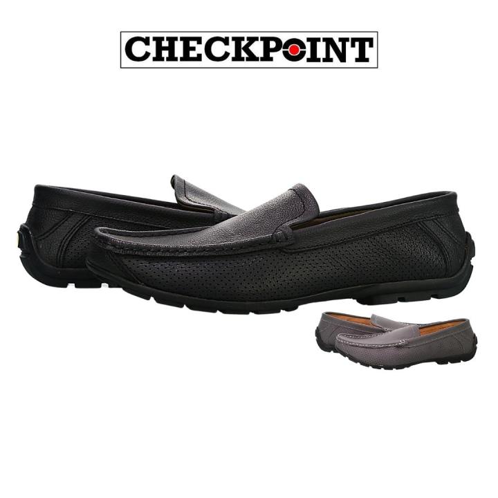 Checkpoint MARIKINA MADE men's LEATHER SLIP ON DRIVING SHOES black gray ...