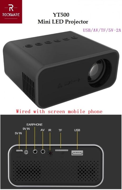 ROCKWARE RW-YT500 Mini Portable LED Projector 24 ANSI Lumens | Lazada ...