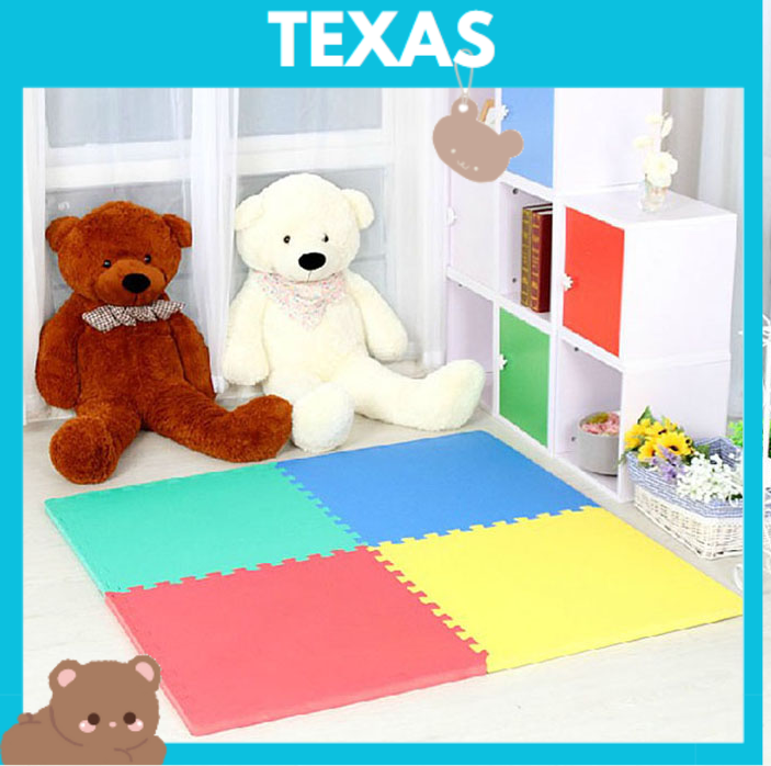 𝕋𝔼𝕏𝔸𝕊👶 Baby Foam Playmat 60*60 Kids Foam Puzzle Floor Play Mat with ...