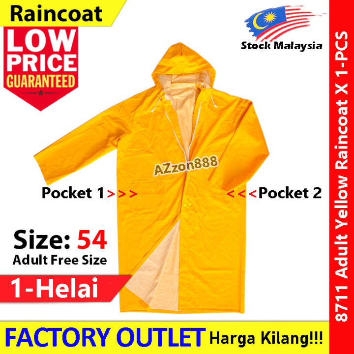 Yellow Adult Raincoat Size54 Free Size Baju Hujan Kuning Tebal #黄色厚装雨衣 ...
