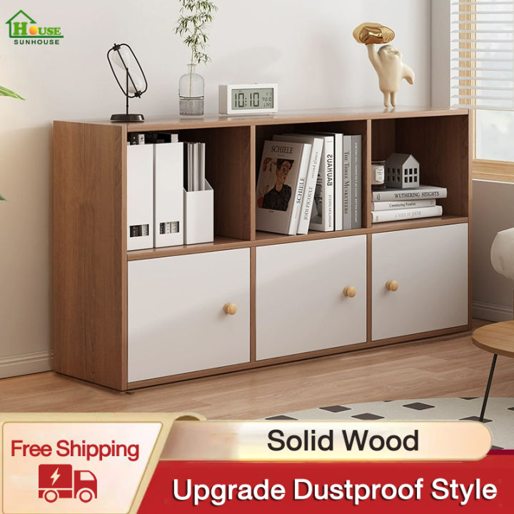 80/120CM Wooden Book Shelf With Door Bookshelf Devider Storage Shelf ...