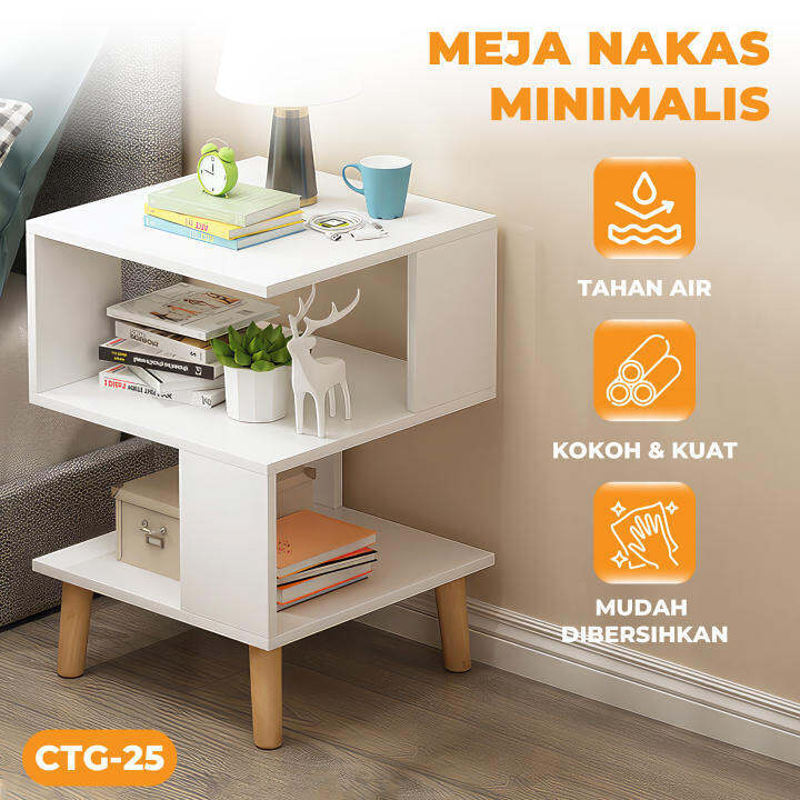 PROMO!!Rak Meja Kayu Minimalis Meja Nakas Meja Sudut Meja Bed Side Meja ...