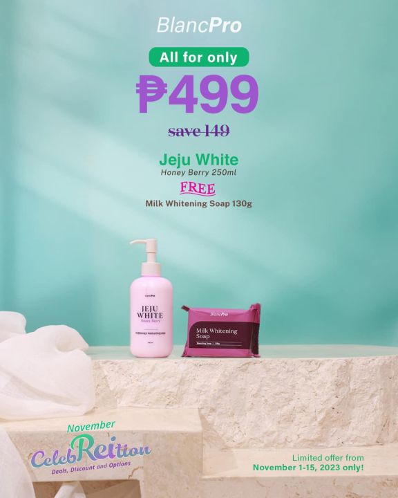 BUY BlancPro Jeju White Brightening & Moisturizing Lotion Honey Berry 250ml with Freebies ...