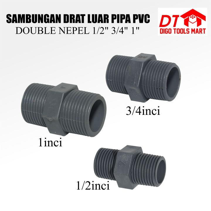 Double Drat Double Neple PVC 1/2 3/4 1 Inci | Lazada Indonesia