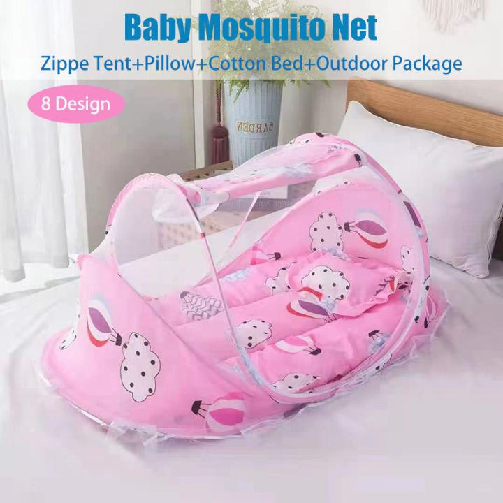Baby Mosquito Net 4in1 Newborn Folding Soft Cushion Bed With Pillow ...