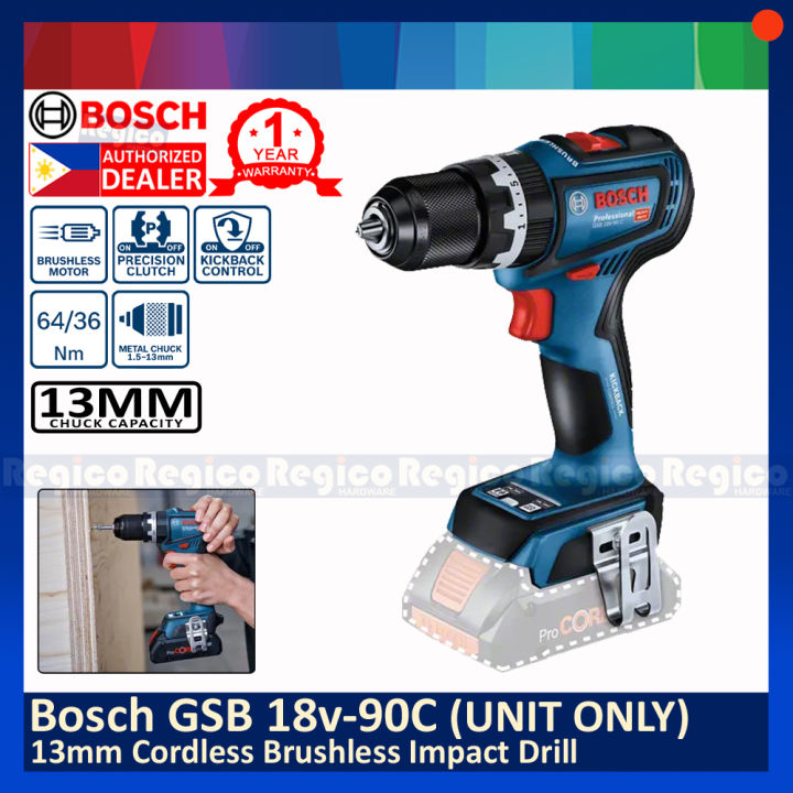GSB 18v-90 C 13mm Cordless Brushless Impact Hammer Hand Drill UNIT ONLY Bosch Cordless 18v ...