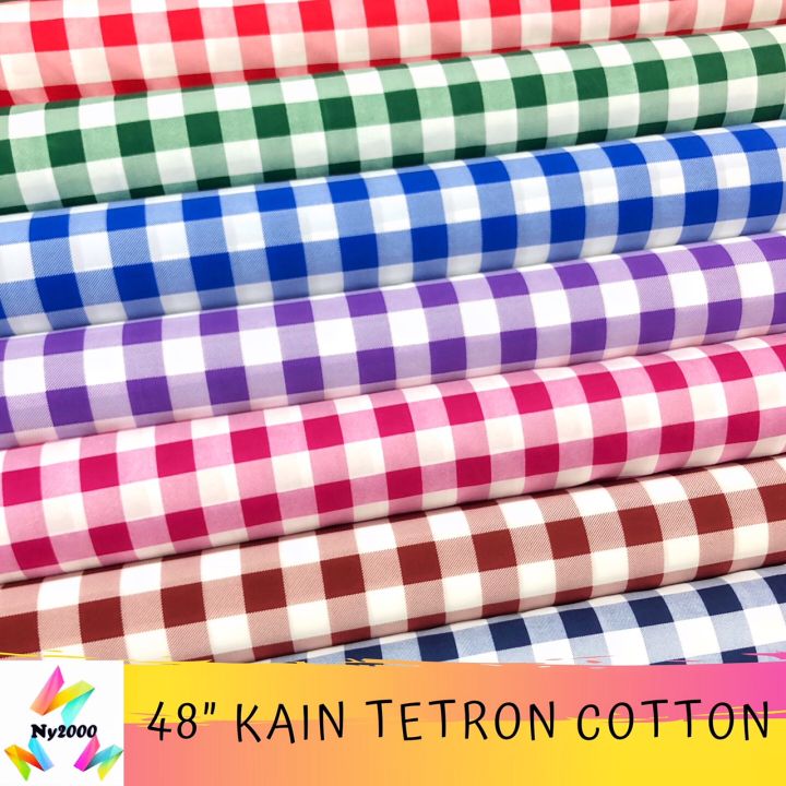 Big Checker Printed Tetron Cotton TC / Polyester Fabric (48 inch wide ...