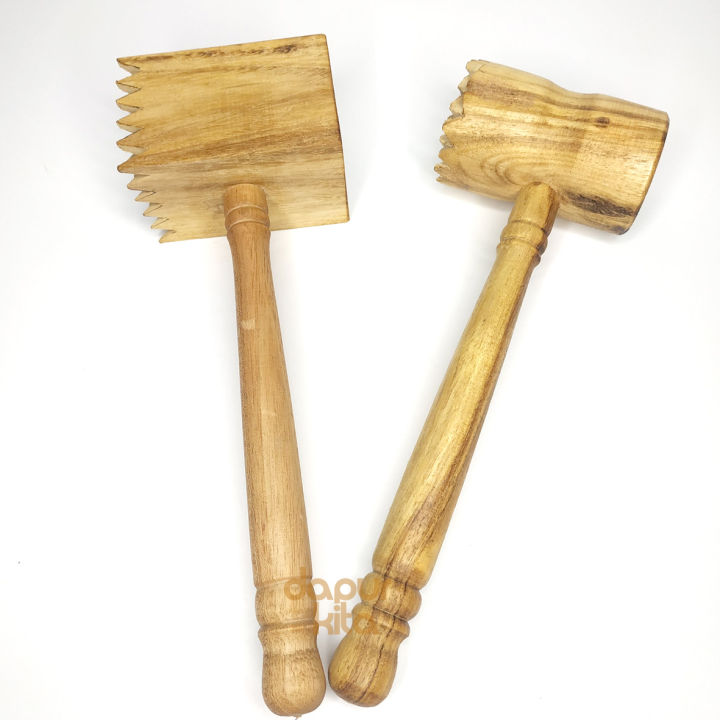 Alat Pelunak/Palu Pemukul Daging Bahan Kayu Uk 25cm 2 varian model ...