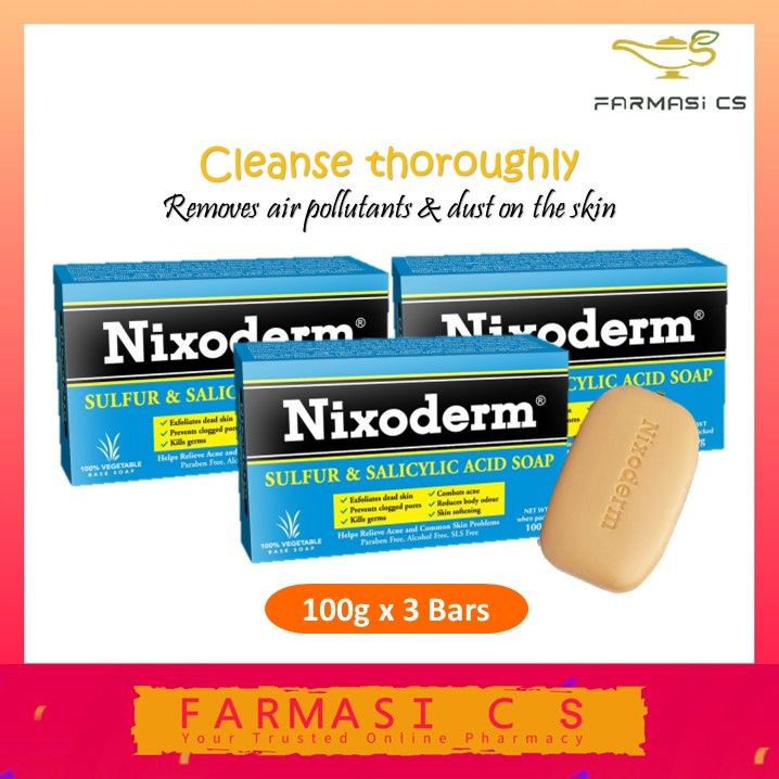 Nixoderm Sulfur & Salicylic Acid Soap 100g x 3 Bars (TRIPLE) EXP:05/ ...