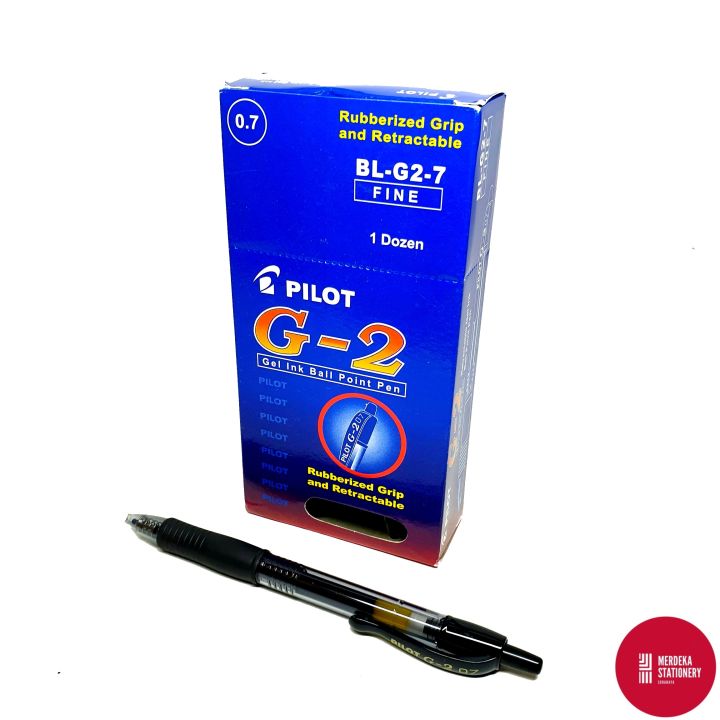 (ISI 12) Bolpen/Bolpoint/Pulpen Cetekan/Click Pilot G-2/G2 BL-G2-7 FINE HITAM/BIRU 0.7mm ...