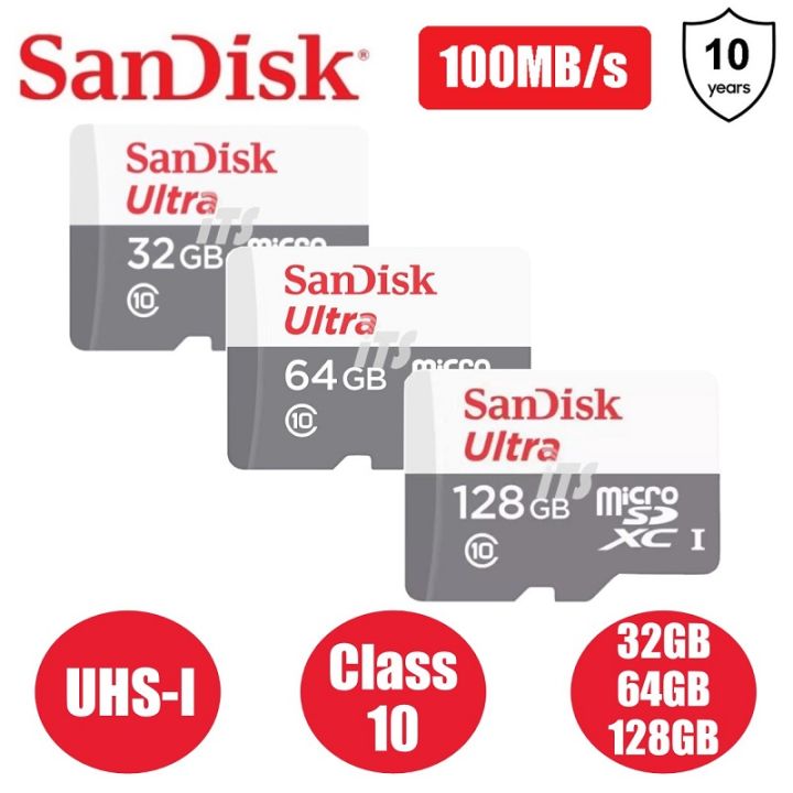 Sandisk Ultra microSD UHS-I C10 (100MB/S) (32GB/64GB/128GB) | Lazada