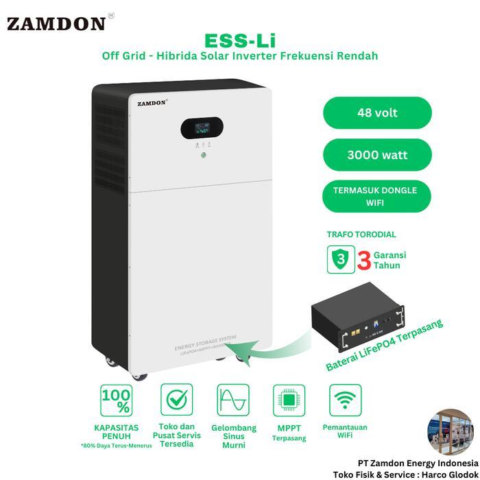 ZAMDON ESS-LI FREKUENSI RENDAH 3,75KVA 3KW 48V GENERATOR SURYA HIBRIDA ...