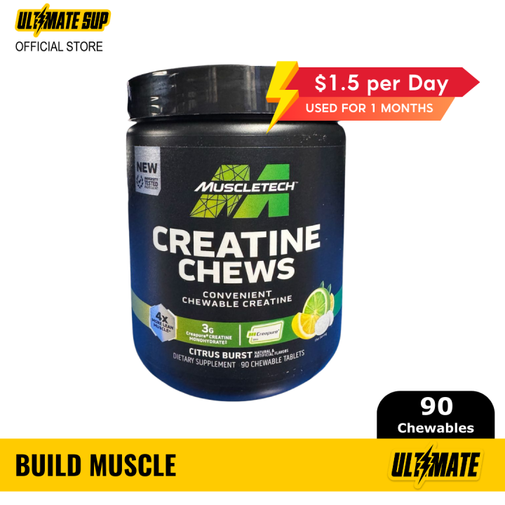 MuscleTech Creatine Chews, Creapure Creatine Monohydrate, Enhanced ...