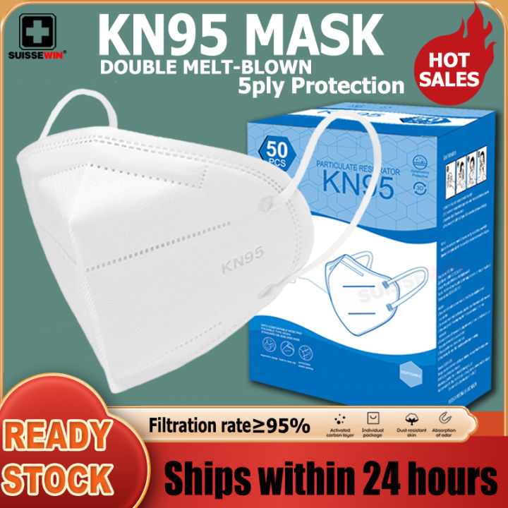 Suissewin 100pcs KN95 Face Mask 5 Ply Anti-fog Strong Protective KN95 ...