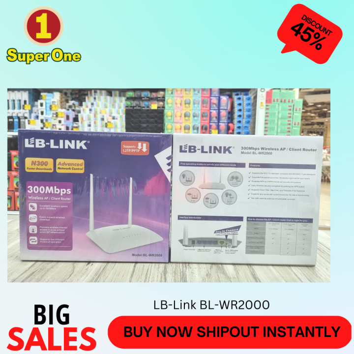 Wireless Router modem extender LB-Link BL-WR2000 300Mbps 5dBi with 2 ...