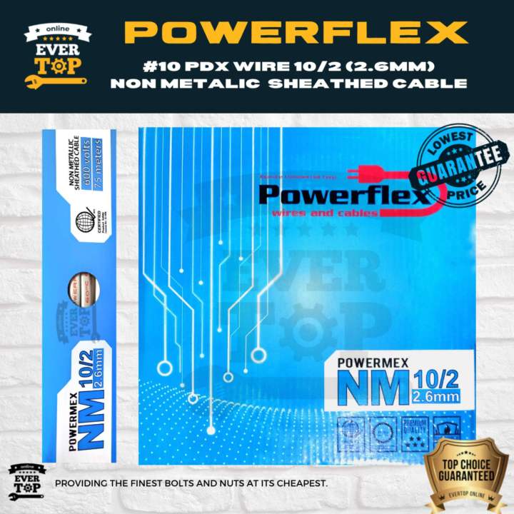 #10 PDX WIRE 10/2 (2.6mm) POWERFLEX NON METALLIC SHEATED CABLE 75 ...